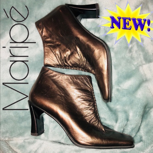 Maripe | Shoes | Maripe Mocha Bronze Metallic Ruched Ankle Booties ...